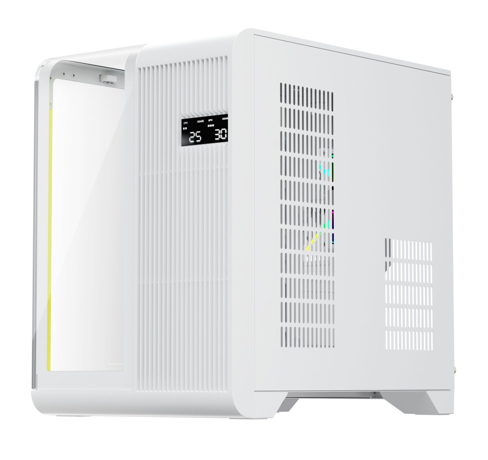 Carcasa 1stPLAYER® Gaming RT5-Wh, afisaj digital, 3 ventilatoare aRGB ...